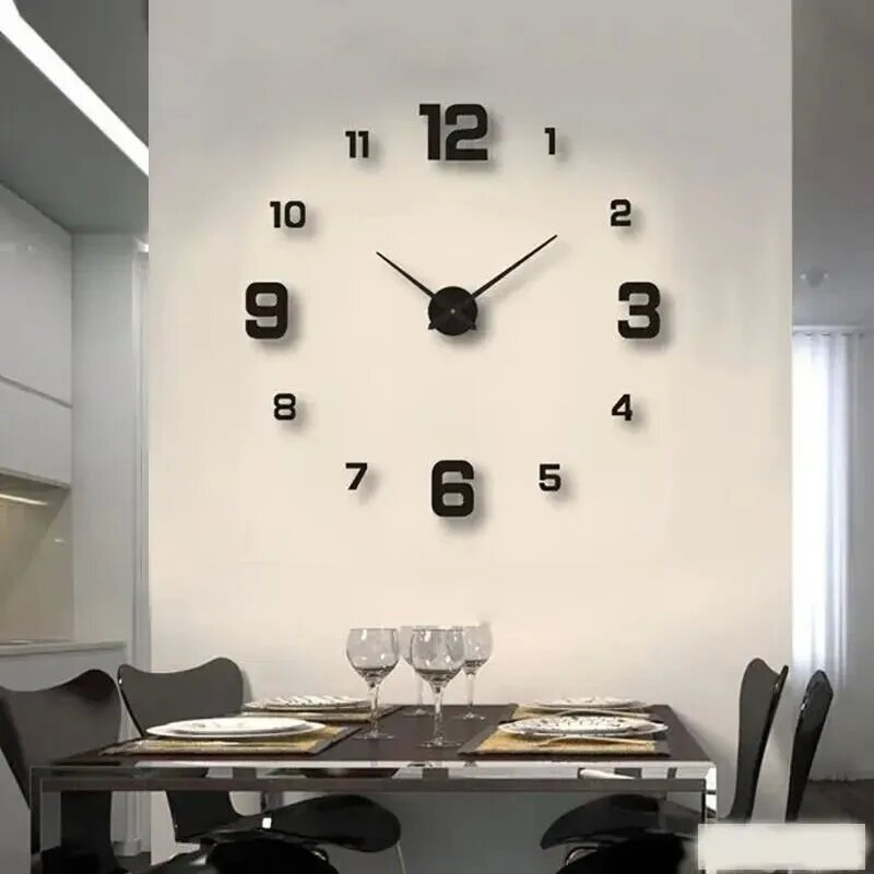 DIY 3D Wall Clock Numerical Creative Acrylic Silent Clock Office Living Room Wall Decoration ...