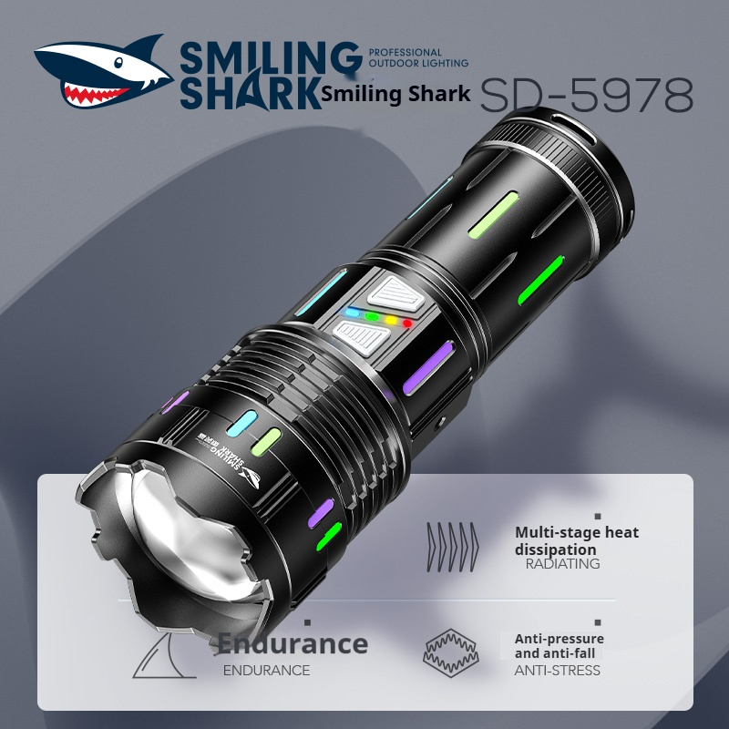 Flashlight Rechargeable Heavy Duty Smiling Shark Led M77.2 15000LM ...