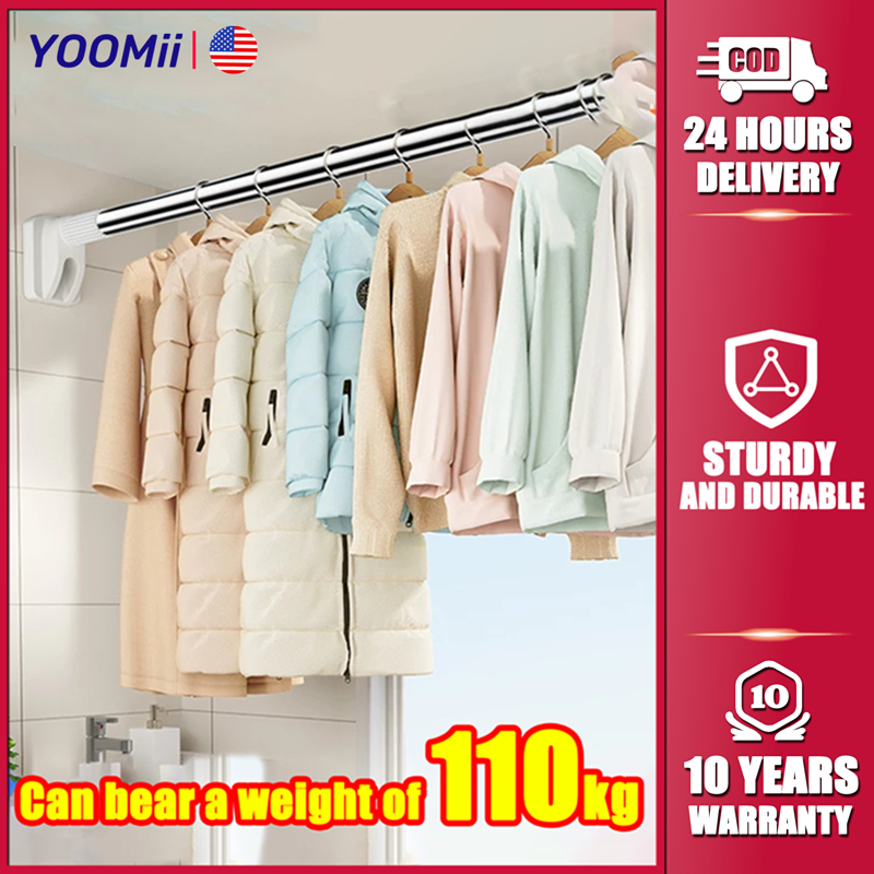 Extendable No Drilling Pole Adjustable Telescopic clothesline Curtain ...