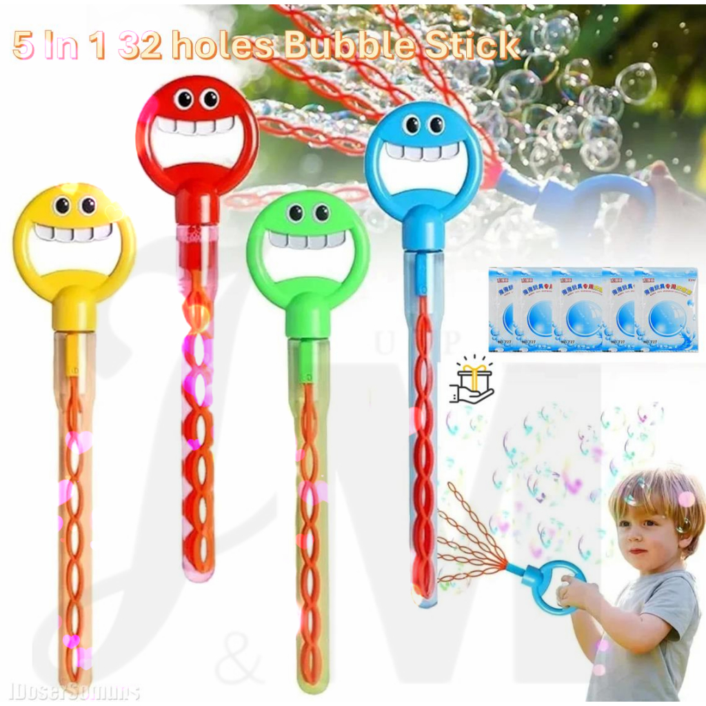 32 Holes Bubble Stick Blow Bubble Wand 5 In 1 Bubble Blowing Stick for ...