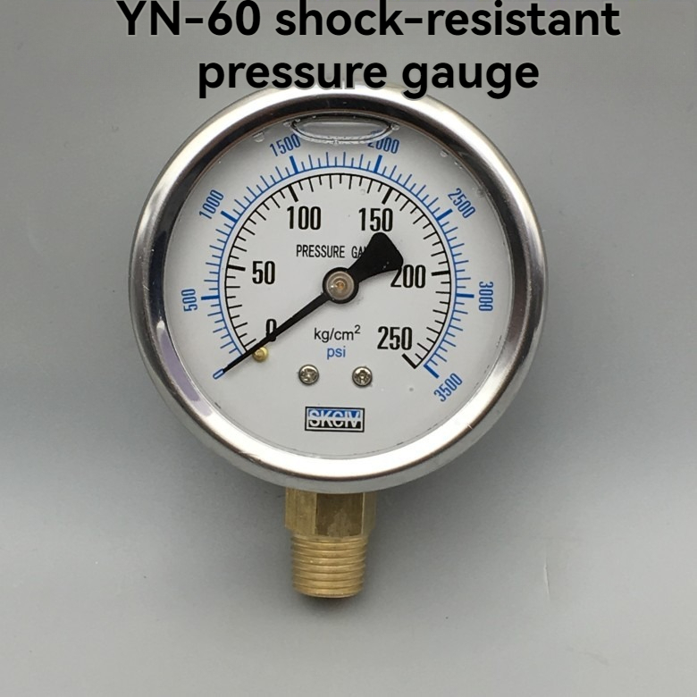 Pressure Gauge PT1/4"thread YN60 2.5" 60mm Brass Movement Stainless Steel Shell Shock-proof Oil ...