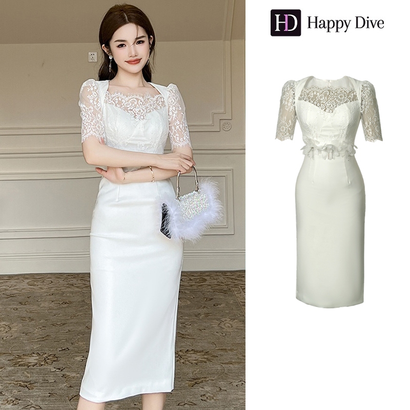 Happy Diva 2025 Women Clothes White Boat Neck Short Sleeves Midi ...