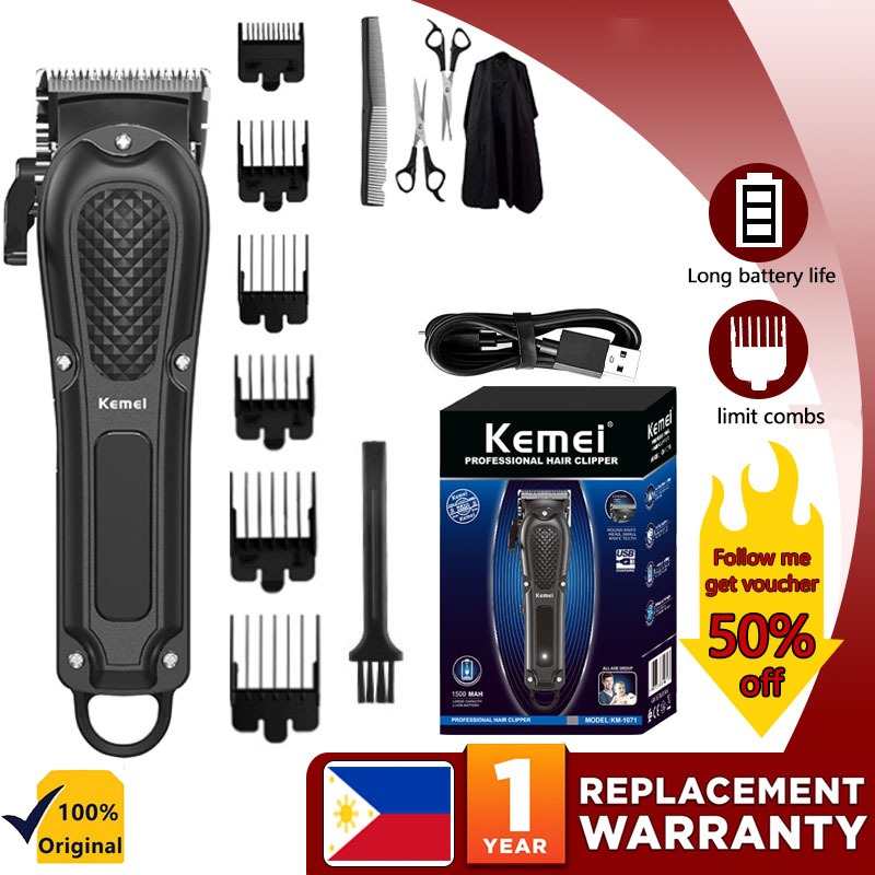KEMEI-1071 Electric Hair Clipper USB Rechargeable Cordless Beard Trimmer Men Powerful Electric ...