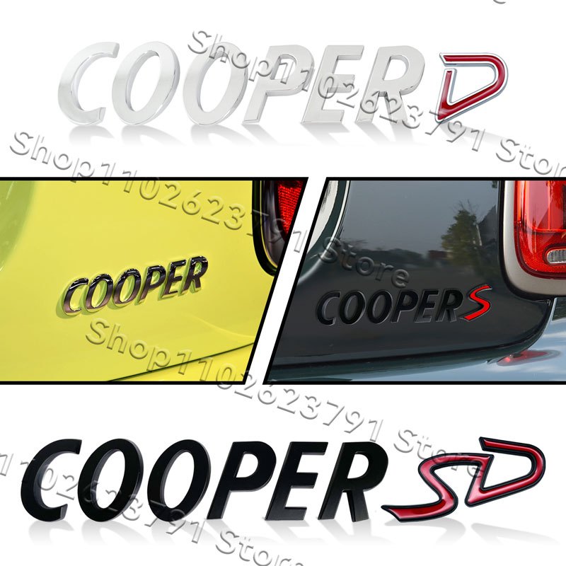 3D Metal Black Chrome Car Letters Rear Trunk Logo Mini Cooper S Emblem ...