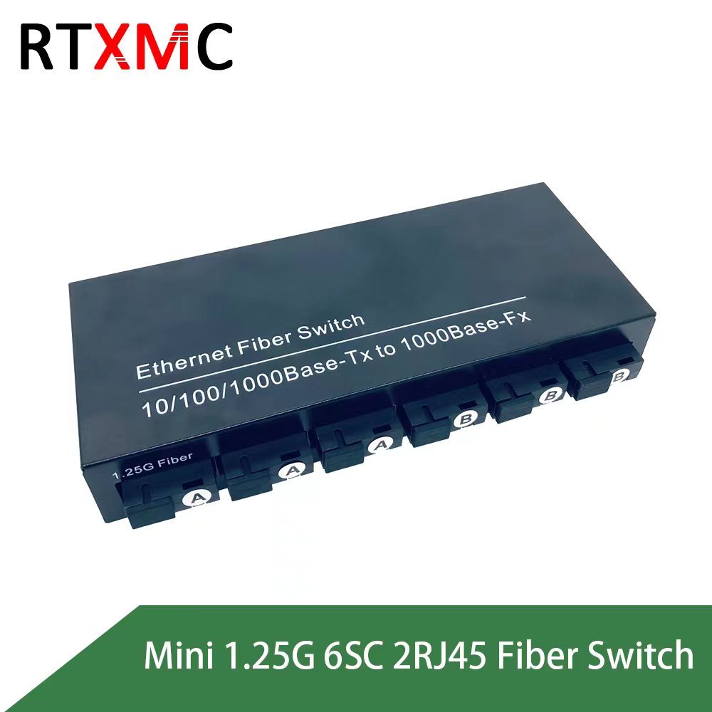Fiber Switch Gigabit 6 Port 2 RJ45 Port 10/1000 Mbps Fiber Transceiver ...