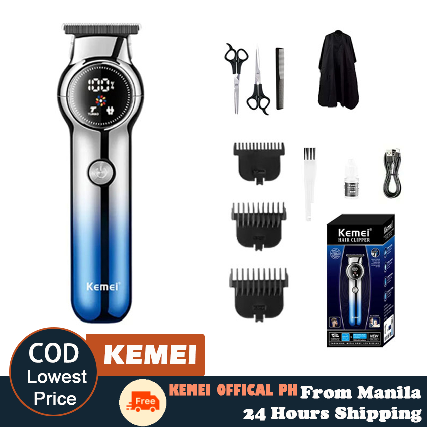 Kemei Barber Cordless Hair Trimmer 0mm Zero Gapped Carving Clipper Detailer Professional ...
