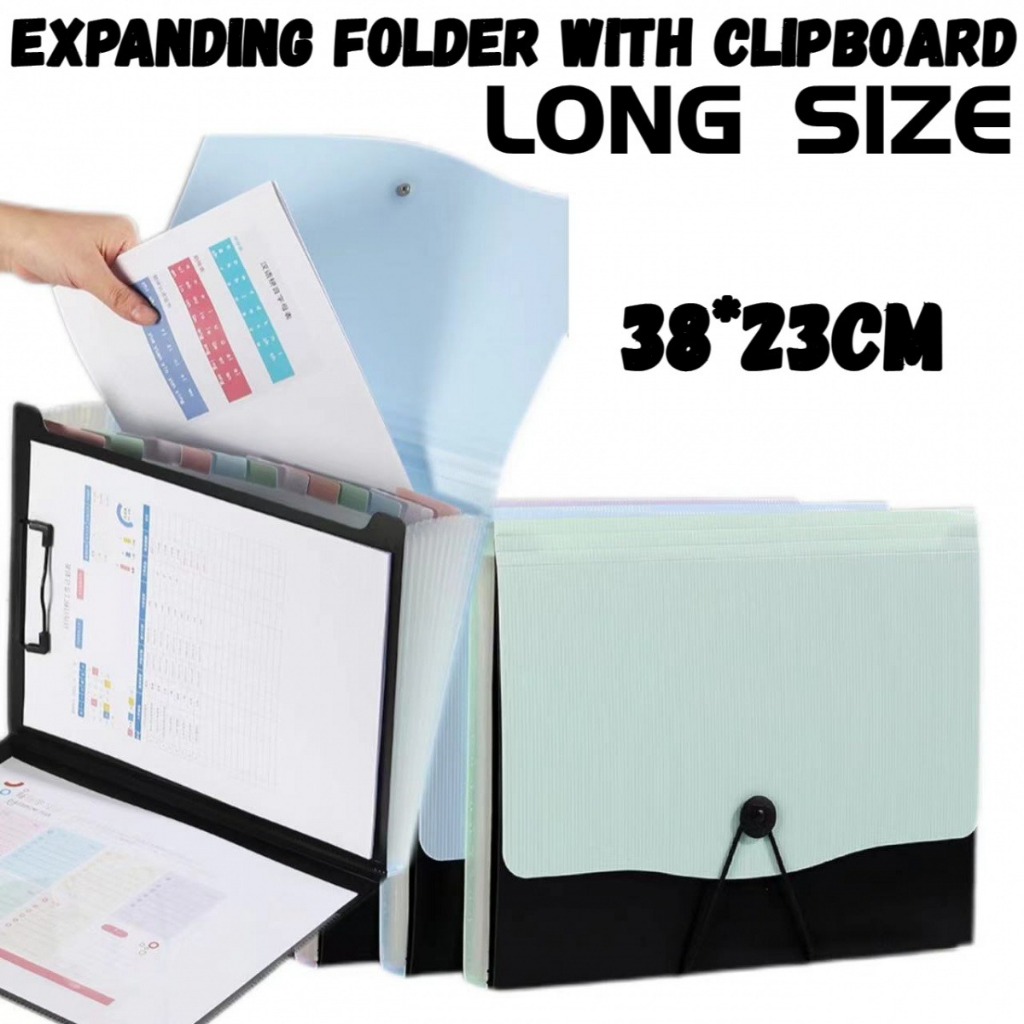 2In1 Long Expanding File Folder Document Organizer Folder Clipboard 12 ...