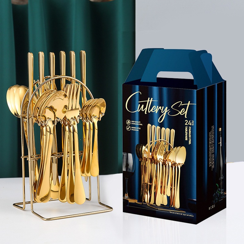 24 Piece Cutlery Set Silver Gift Box With Stainless Knife, Spoon and ...