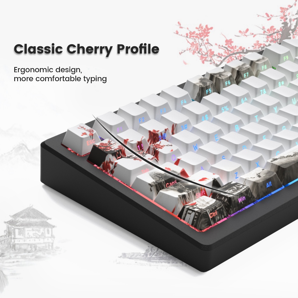 WOMIER 127 Keys Cherry Blossom Japanese Shine Through Keycaps Custom ...