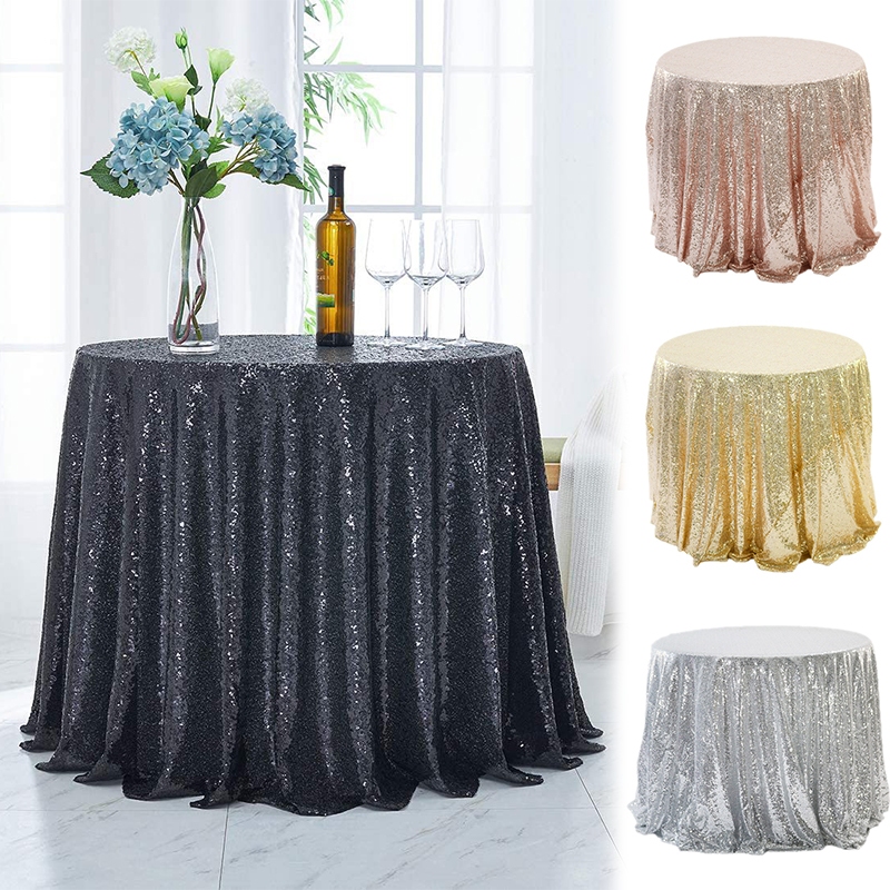 Round Sequin Table Cloth Cover Banquet Wedding Party Desk Dining ...
