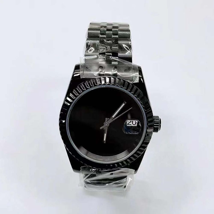 39MM Black Watch Non-Logo Dog Tooth Mechanical Watch Sapphire Glass ...