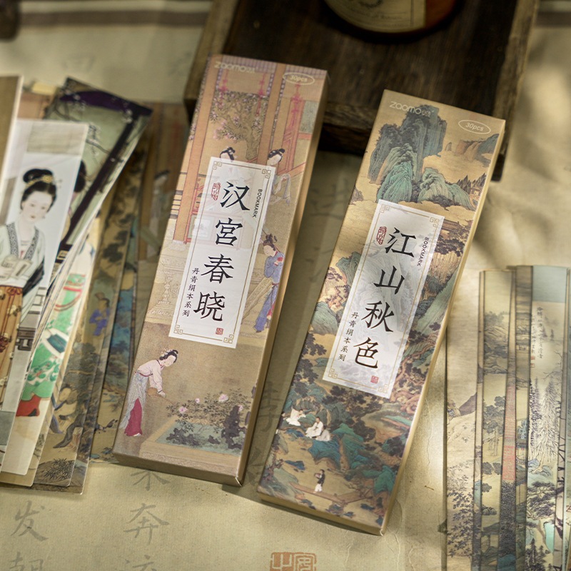 30pcs/box Chinese Style Bookmarks Vintage Ancient Painting Poetry Book ...