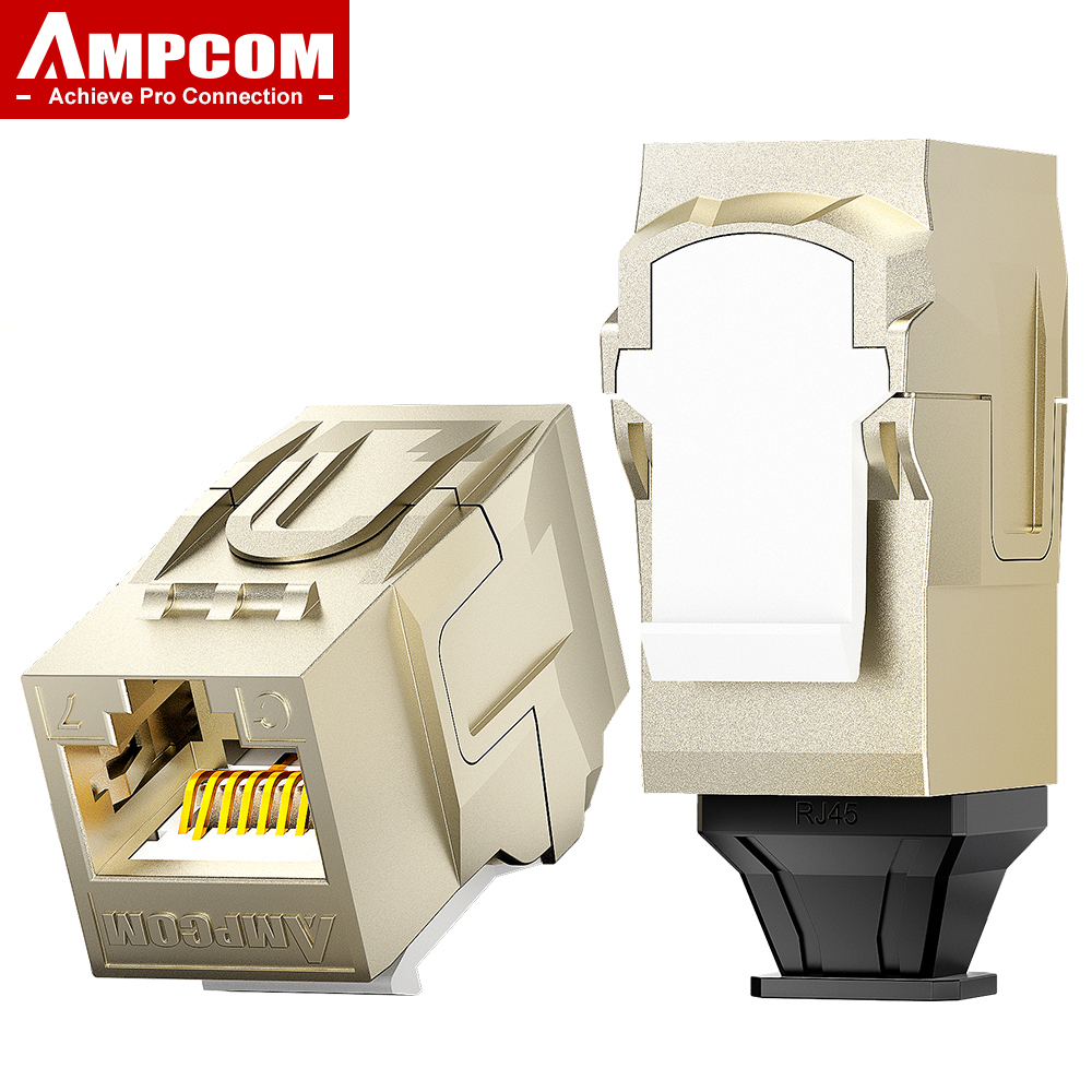 AMPCOM CAT7 RJ45 Inline Coupler Keystone Jack, CAT6A CAT6 Full Zinc-Alloy Shielded STP Feed ...