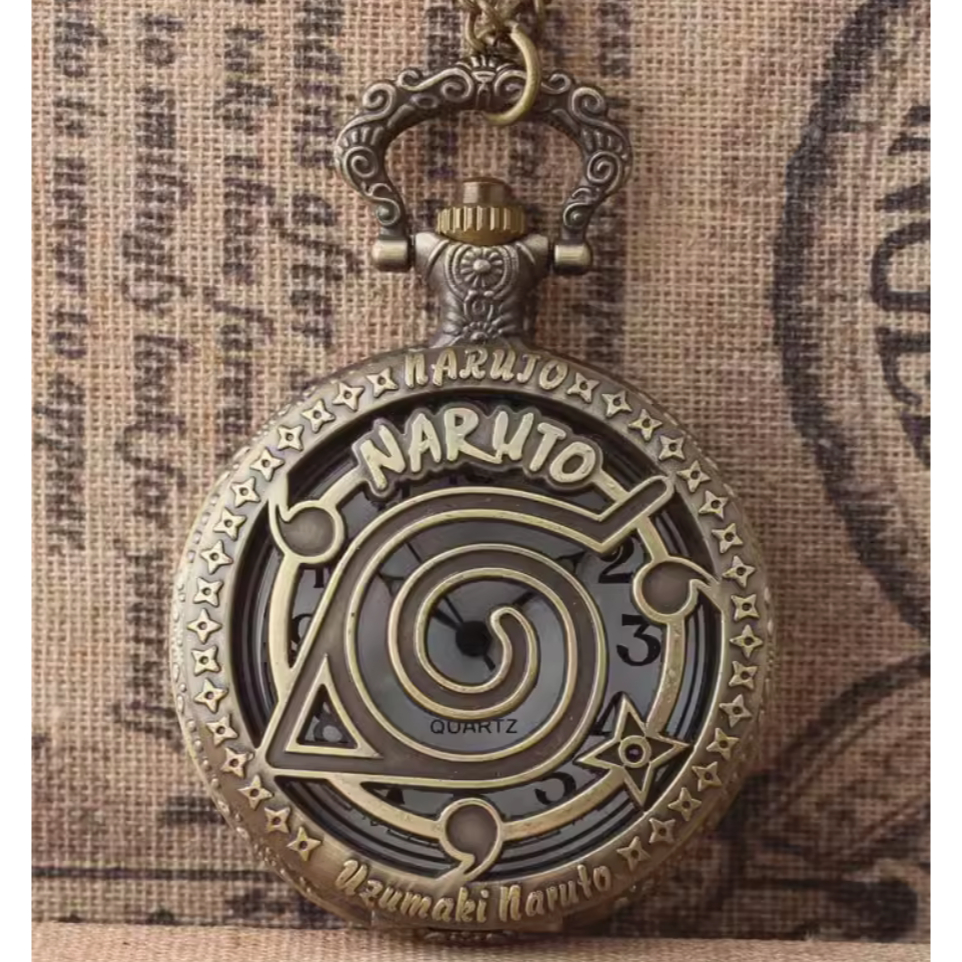 Naruto Writing Wheel Eye Sasuke Kiba Logo Retro Pocket Watch Anime ...