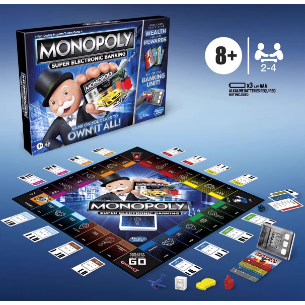 Hasbro Real Estate Tycoon Monopoly Super Electronic Bank Card Swipe ...