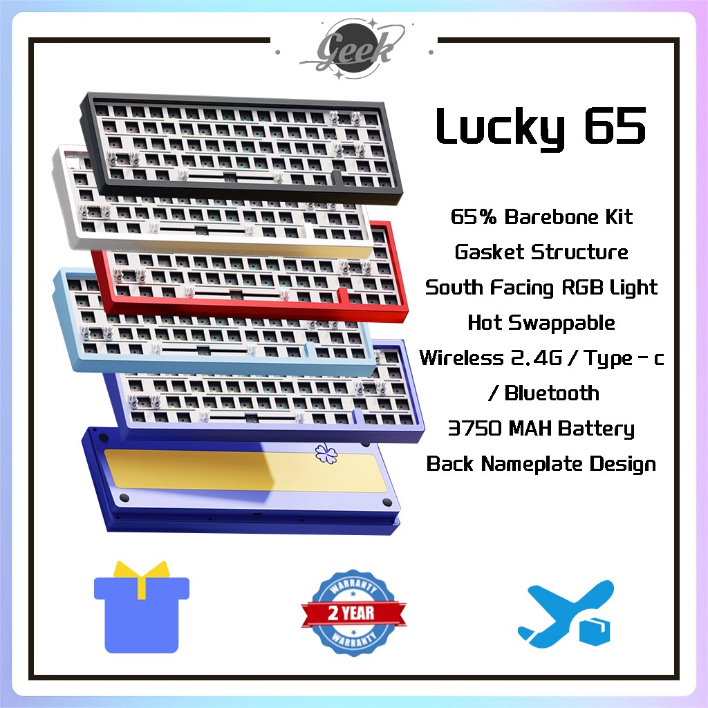 Weikav Lucky65 Wireless BareBone Keyboard Kit 65% GASKET RGB Hot ...
