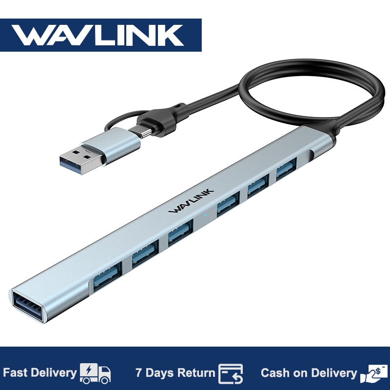 Wavlink USB 3.0 Hub 7 Ports High Speed Splitter Adapter Type C USB ...