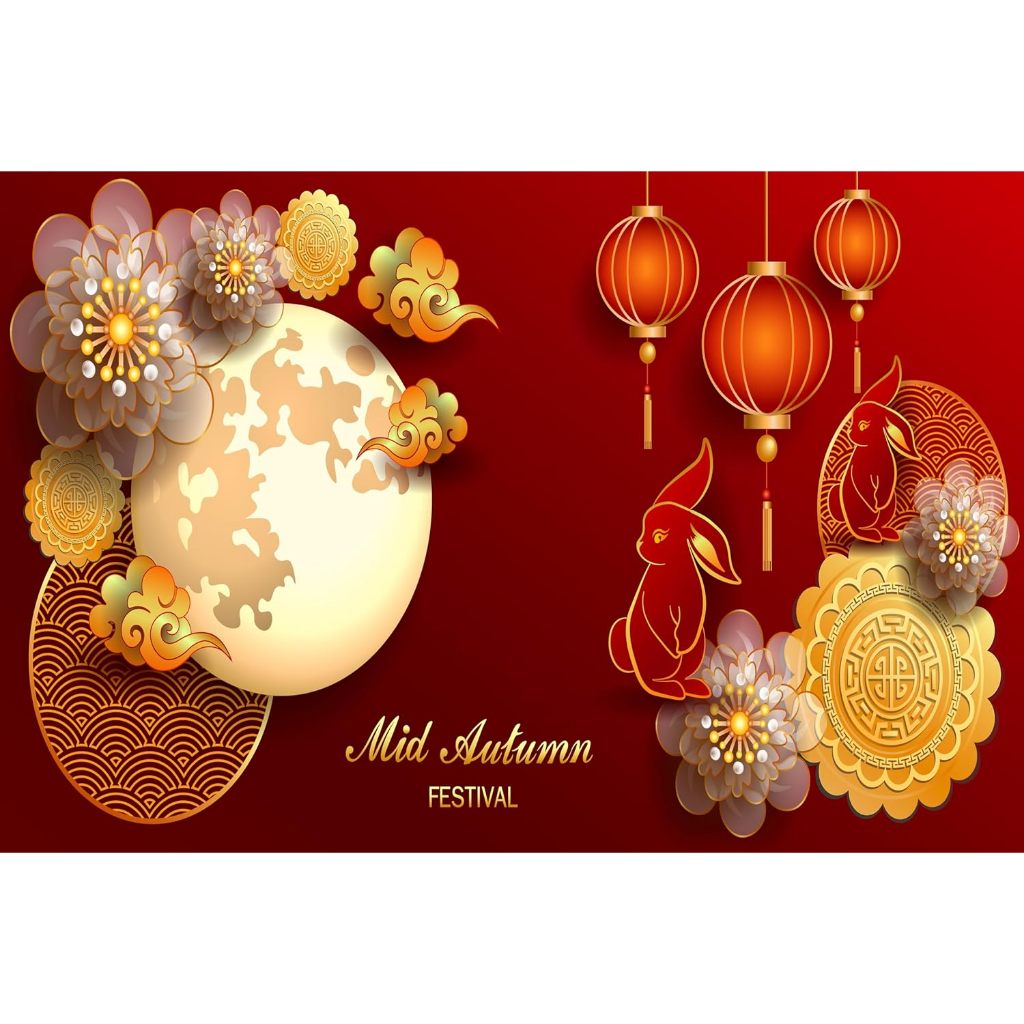 5x3ft Chinese Happy Mid- Autumn Festival Backdrop China Traditional ...