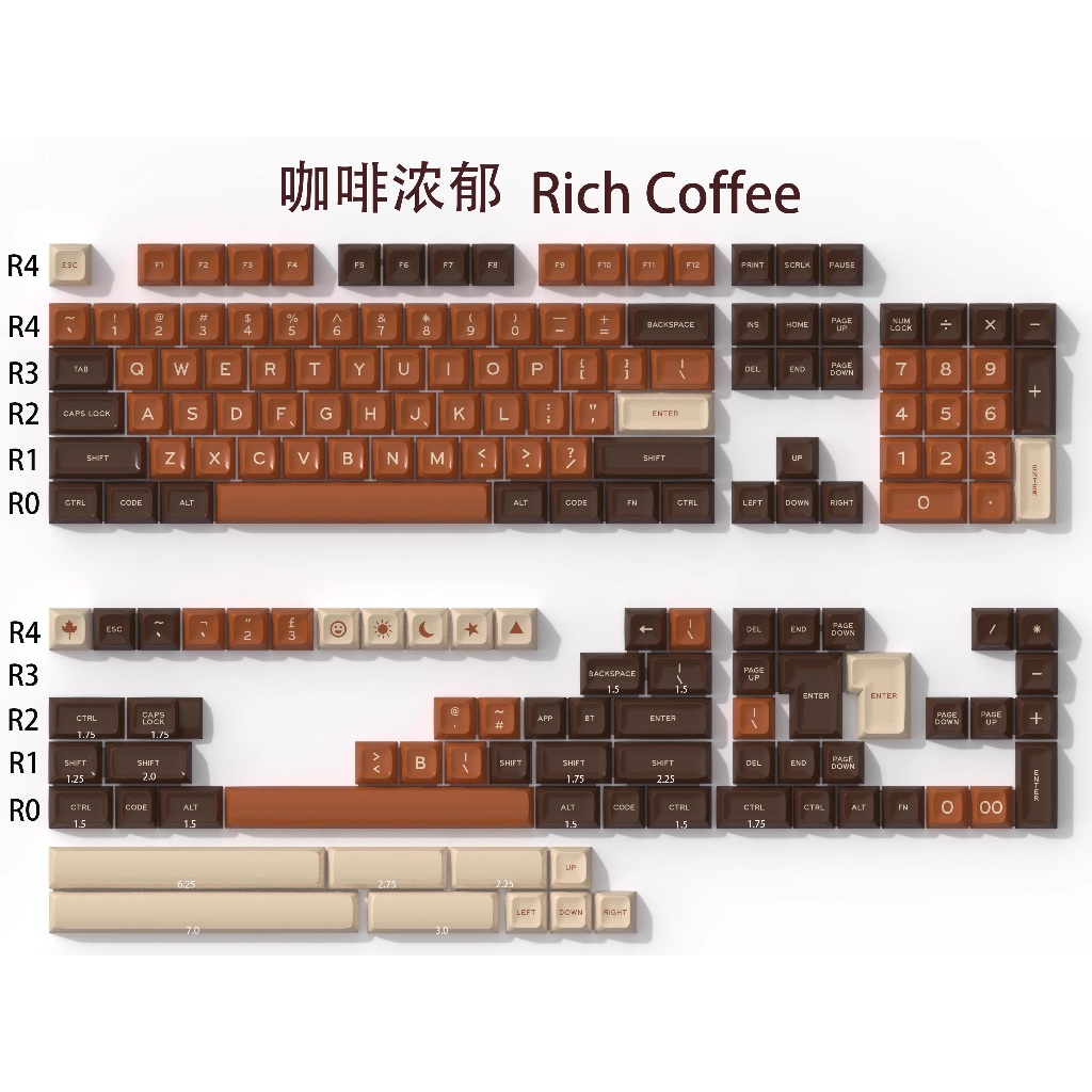 GMK Rich Coffee 173 key ABS two-color molding keycap SA height keycaps ...