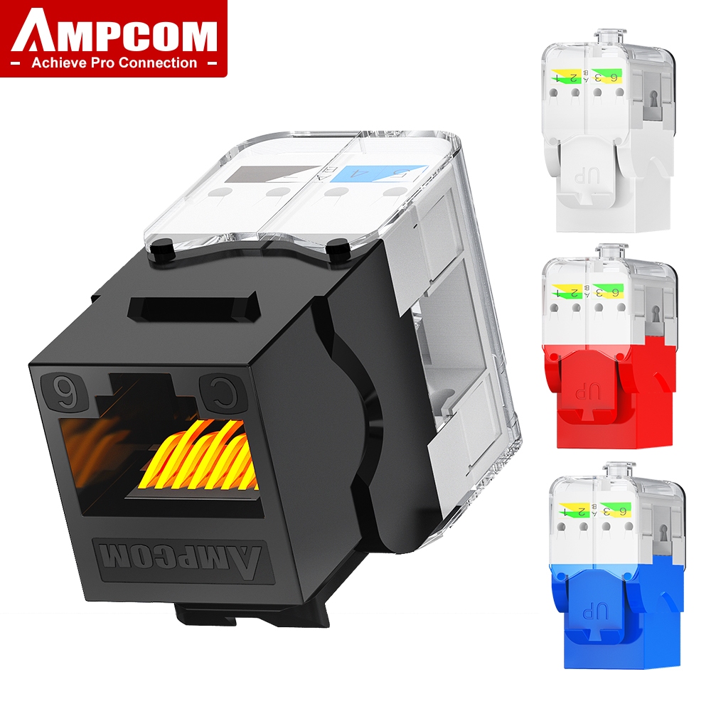 Ampcom Rj45 Keystone Jack Cat6 Rj45 Utp Keystone Module Adapter No Punch Down Tool Required