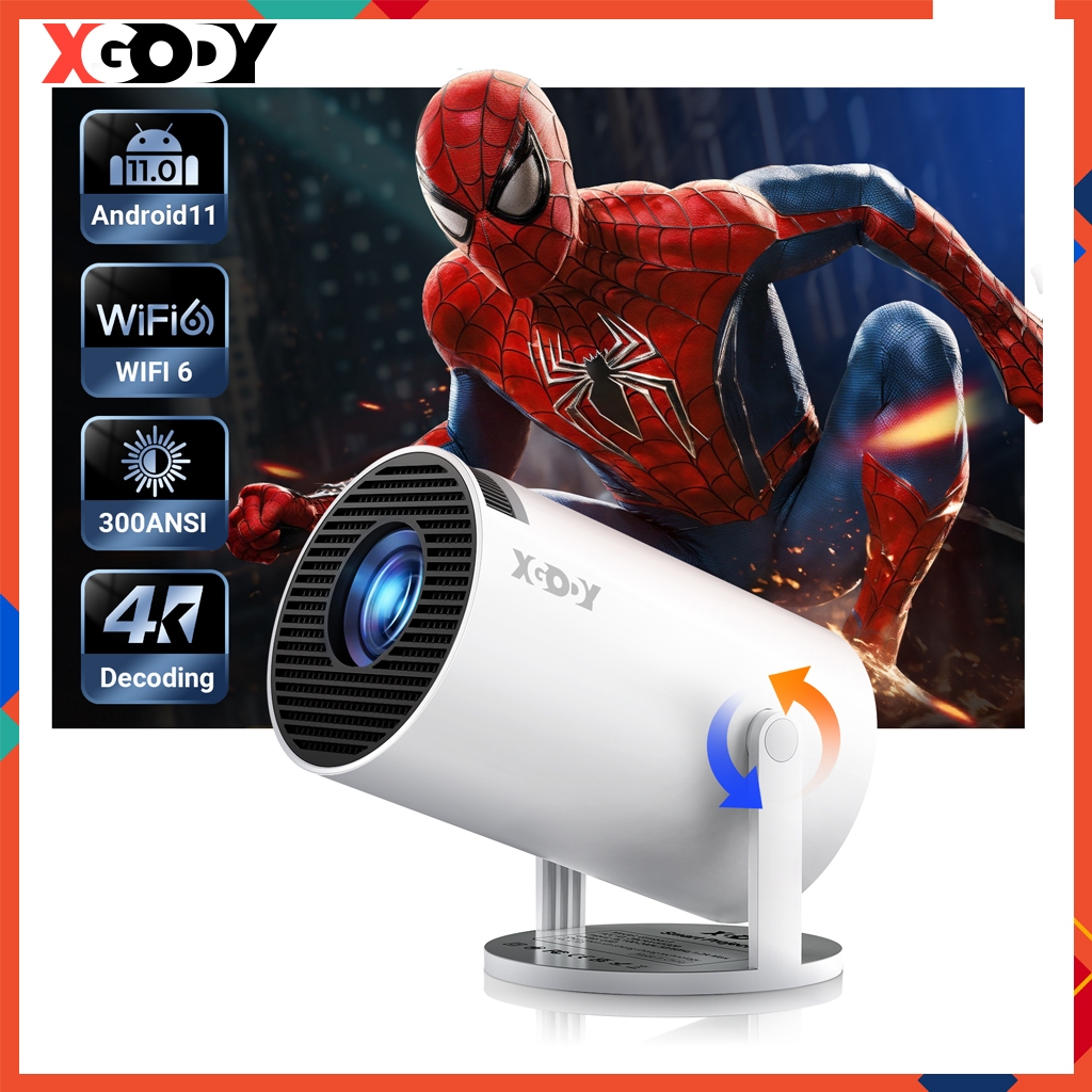 XGODY Projector Gimbal 3 Mini Projector Android 11.0 LCD 4K Projector ...