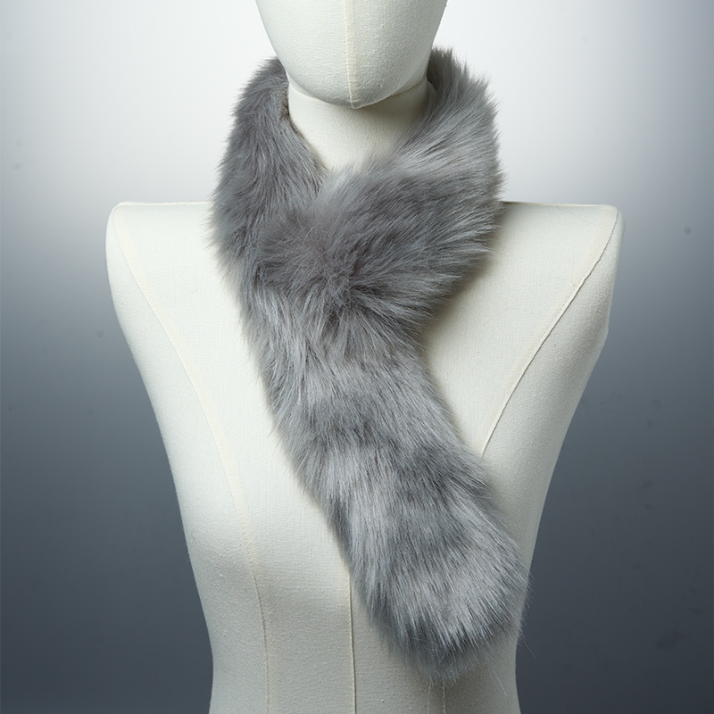 Women's Winter Warm Fox Fur Collar Fashion Scarf Color Stitching Soft ...