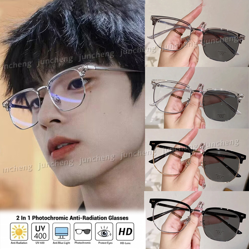 【Replaceable Lenses】COD Metal Vintage Eyeglasses Men's Business Half ...