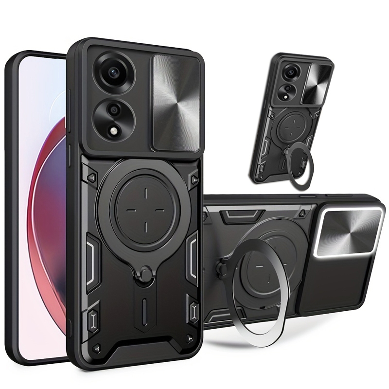 Shockproof Lens Protector Heavy Hard Case with Metal Stand for OPPO A60 ...
