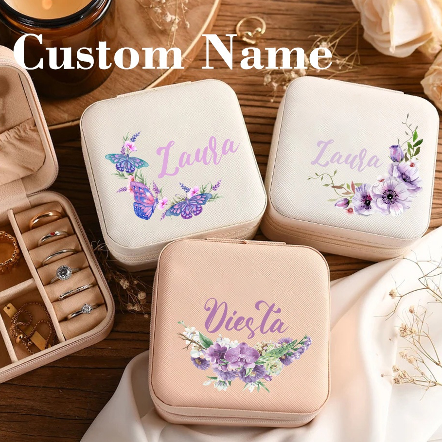 Flower Custom Name Mini Jewelry Box Personalized Multifunction Necklace ...
