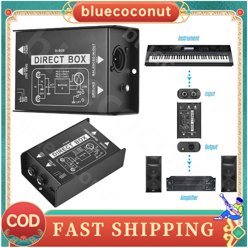 【Ready Stock】 Professional Single Channel Passive DI-Box Direct Injection Audio Box Balanced ...