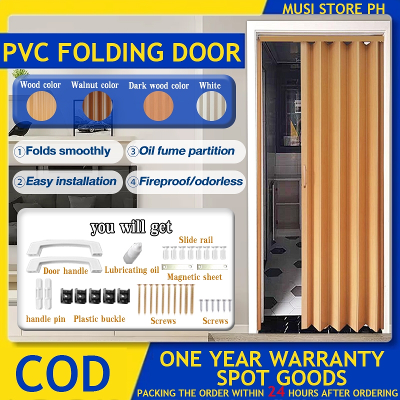 Pvc Folding Door Kitchen Bathroom Door Sliding Door | Shopee Philippines