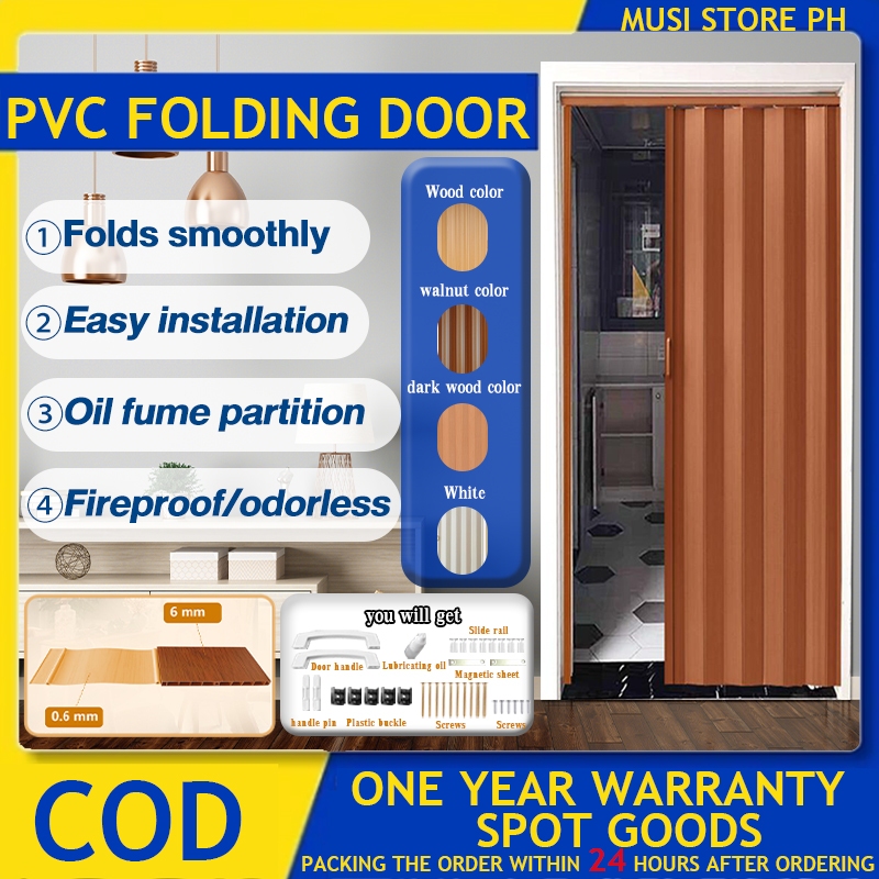 Pvc Folding Door Sliding Door Kitchen Bathroom Door | Shopee Philippines