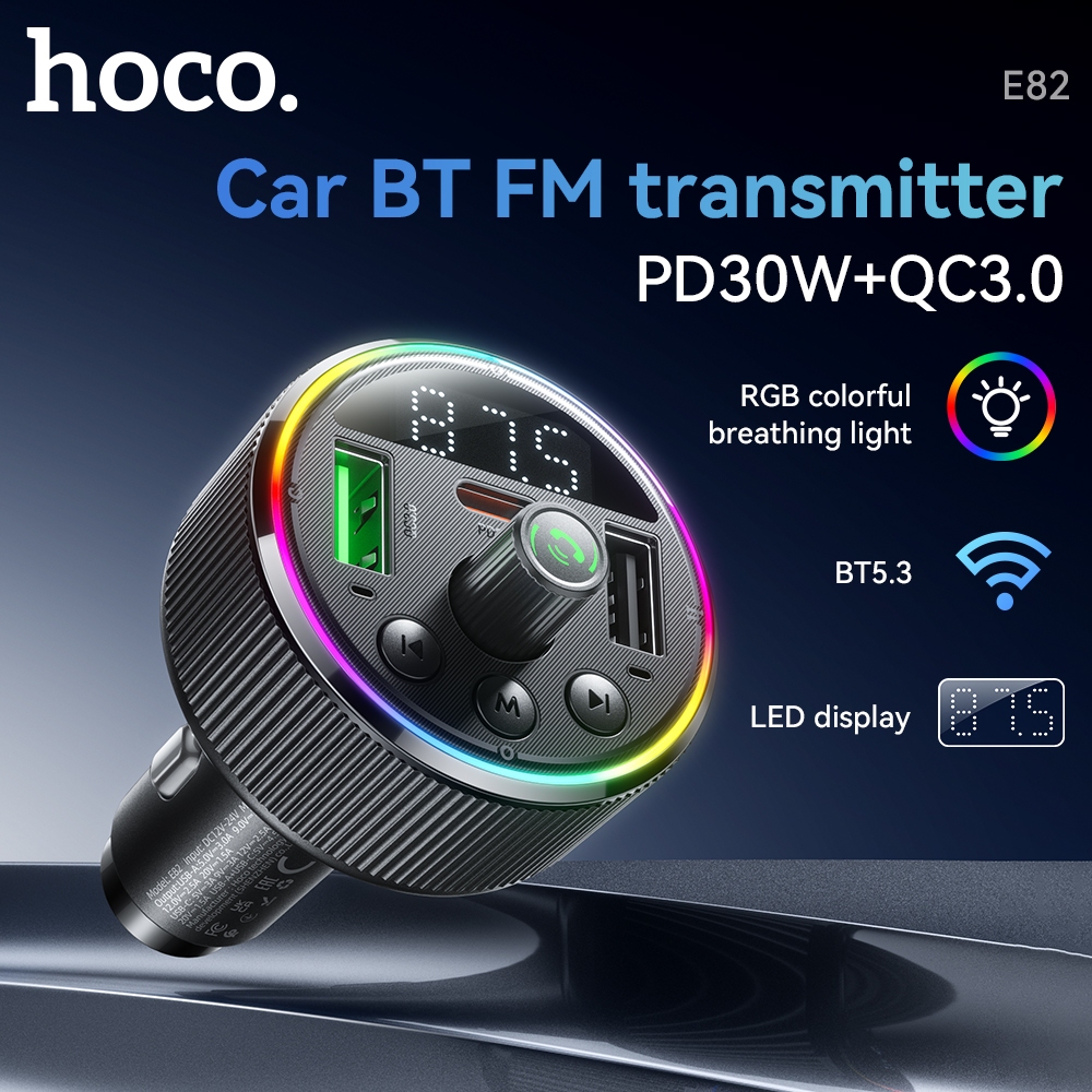 HOCO E82 Bluetooth 5.3 FM Transmitter 48W PD&QC30 Car Charger Support ...