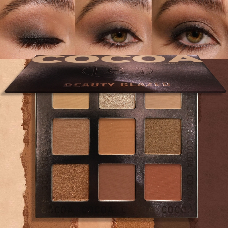BEAUTY GLAZED 9 Color Shimmer Eyeshadow Palette Matte Pearlescent Earth ...