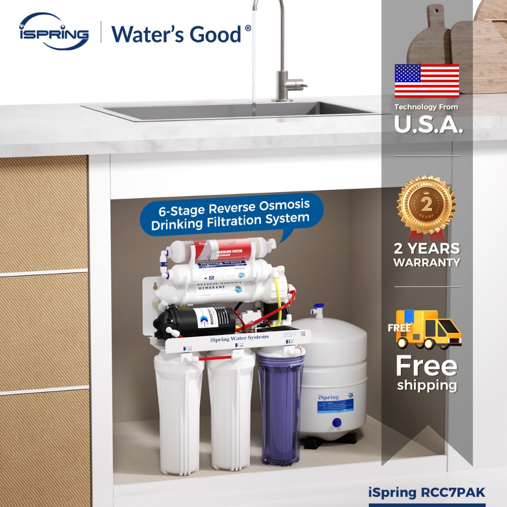 iSpring RCC7P-AK Drinking Water Filtration System 6-Stage 75 GPD ...