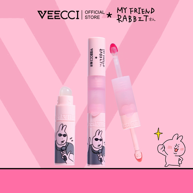 VEECCI x MY FRIEND RABBIT Lip Glaze with Double Head WaterLight Moisturizing Non-stick Cup 4g ...