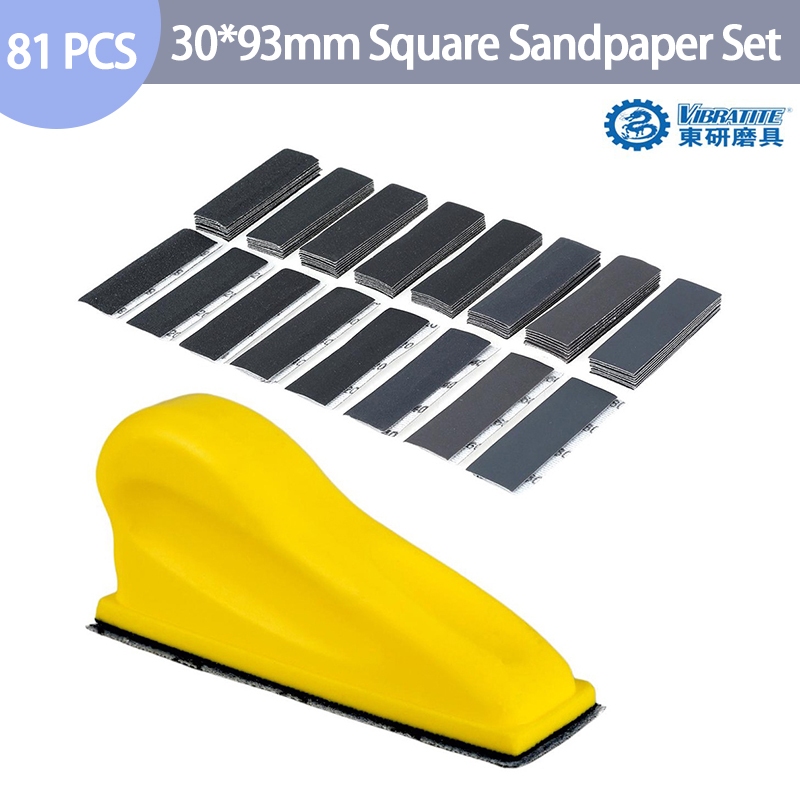 81Pcs 3.5 x 1" Square Sandpaper Kit Mini Detail Hand Sanding Tool Wet ...