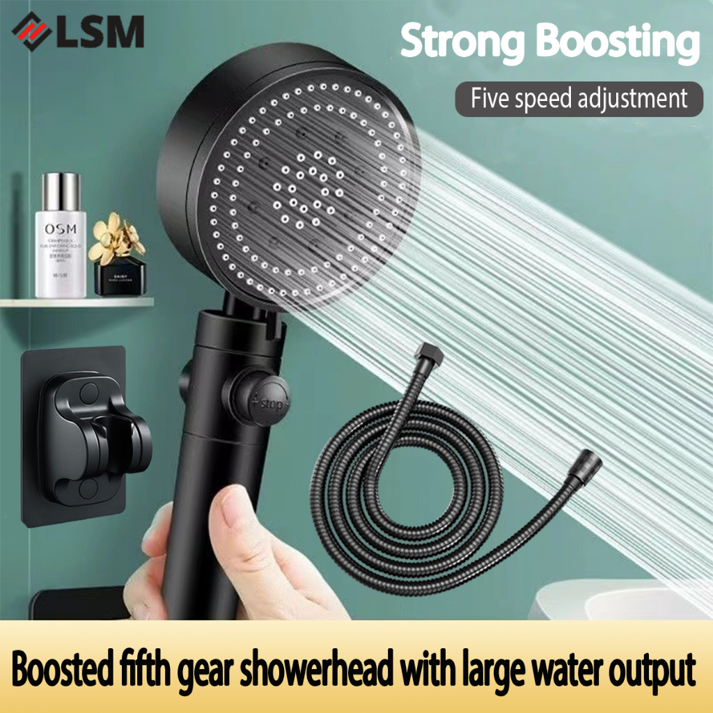 3 in 1 Shower Head Set 5-speed Booster Shower with Hose Portable ...