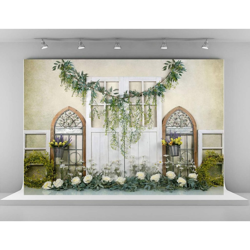 7x5ft Spring Backdrops for Photography White Blooming Flowers Green ...