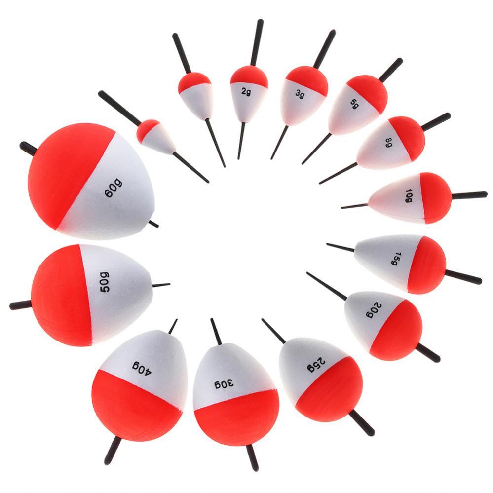 14pcs/set EPS Foam Fishing Float Ball with Bobber Buoys and Vertical ...