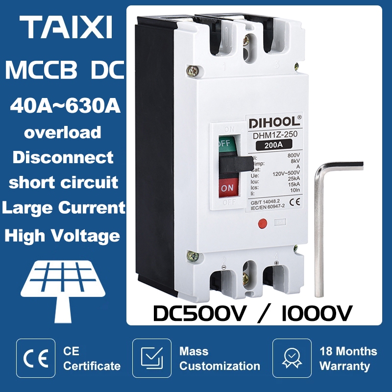 DC Mccb molded case circuit breaker 2P 3 4 Poles 500V 750V 1000V 63A 80 ...