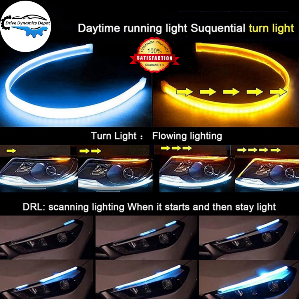 Ceyes Car LED Drl Daytime Running Light Flow Turn Signal Guide Two ...