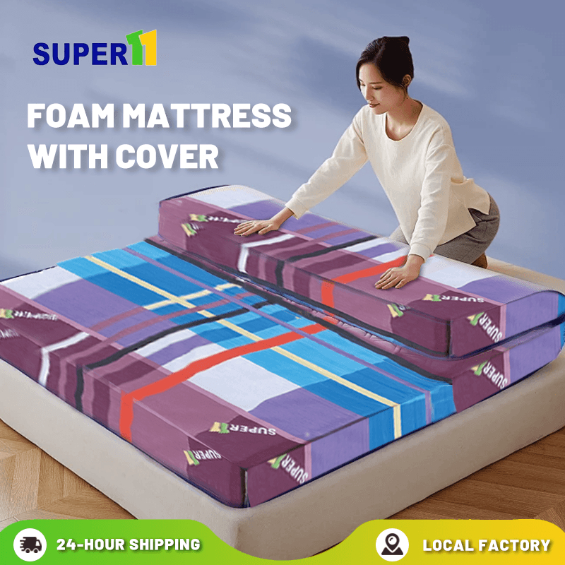 SUPER11 Matress Thicken Foldable Foam Mattress with Cover Single/Double ...