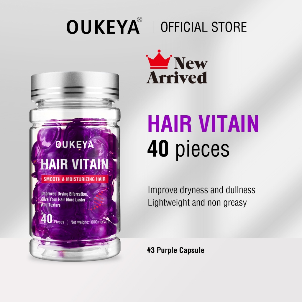 OUKEYA Hair Vitamin Serum Capsules Argan Oil for Dry, Frizzy, Newly ...