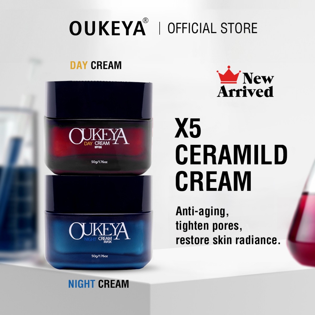 OUKEYA Moisturizer Day SPF 30 Cream Night X5 CERAMILD Facial Cream 50g ...
