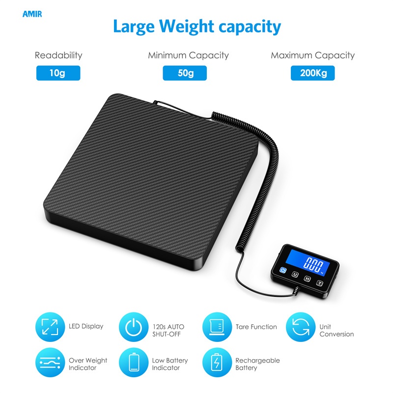 AMIR Digital Weighing Scale 200kg Postal Scale with Tare Function ...
