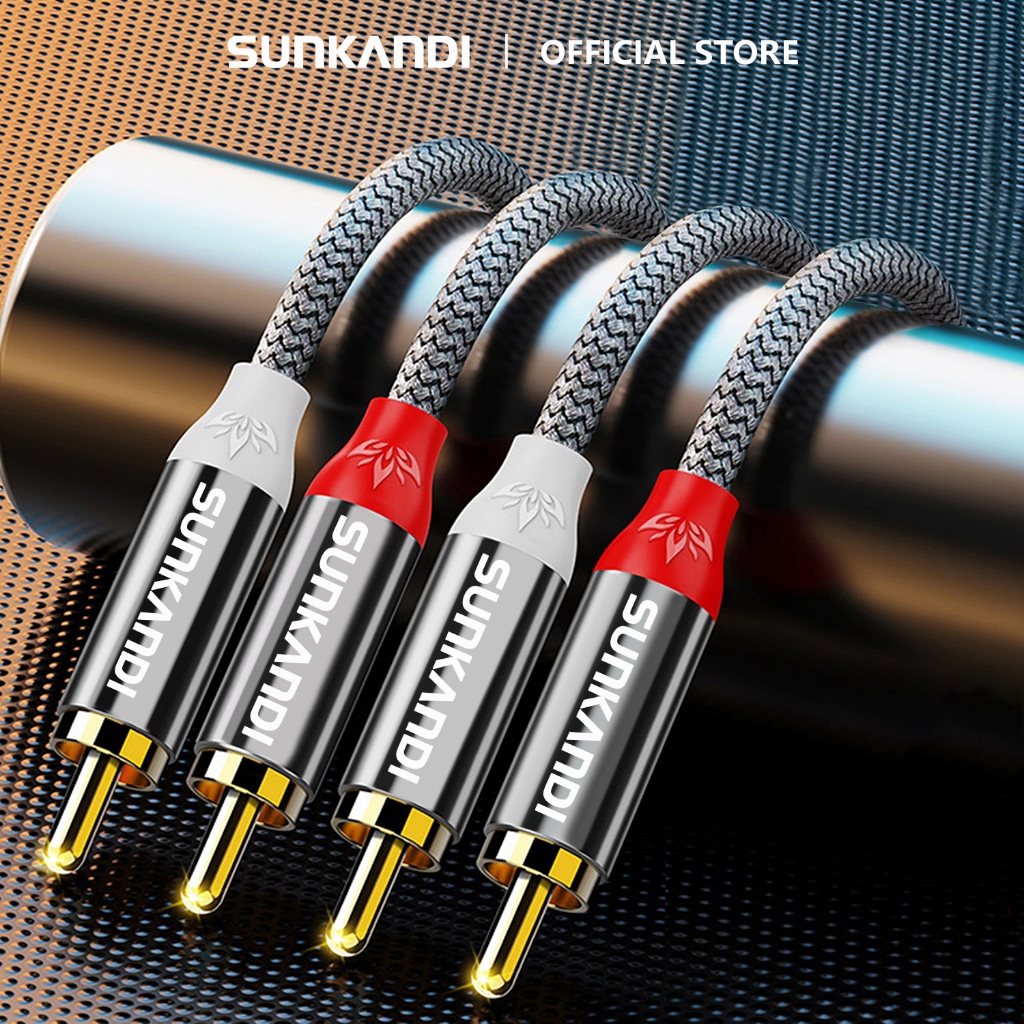 SUNKANDI Audio Cable 2RCA To 2RCA Male Stereo Gold Plated Cable For ...