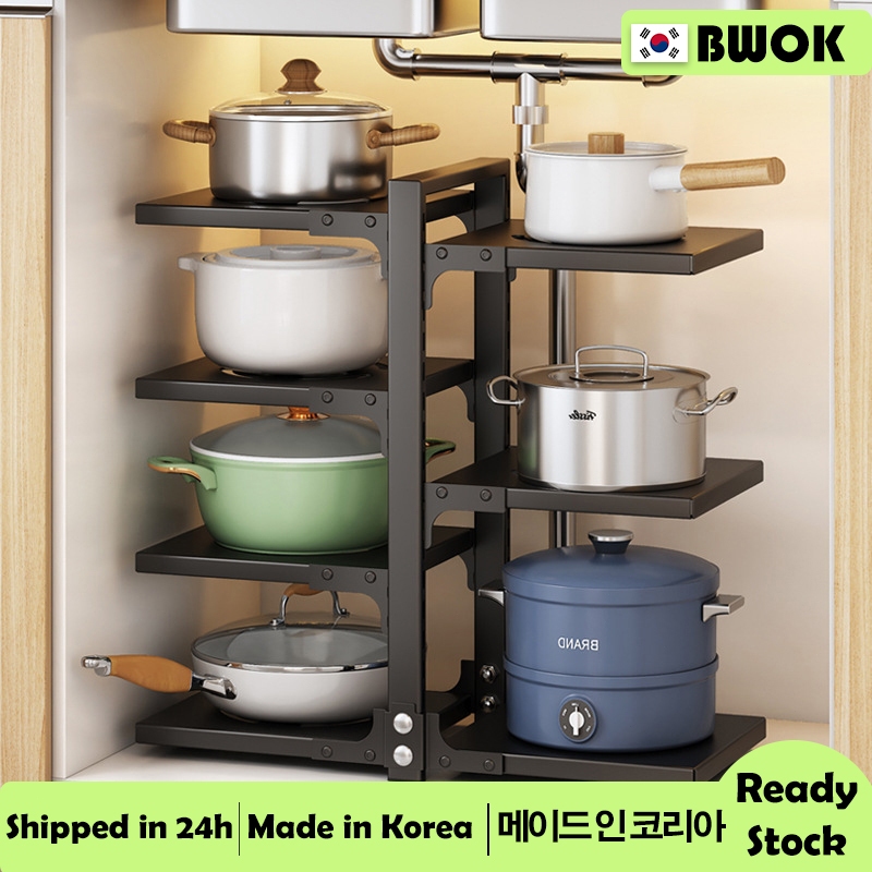 【Adjustable Height】2-7 Layer Kitchen Rack Kitchen Pan Organizer Pot ...