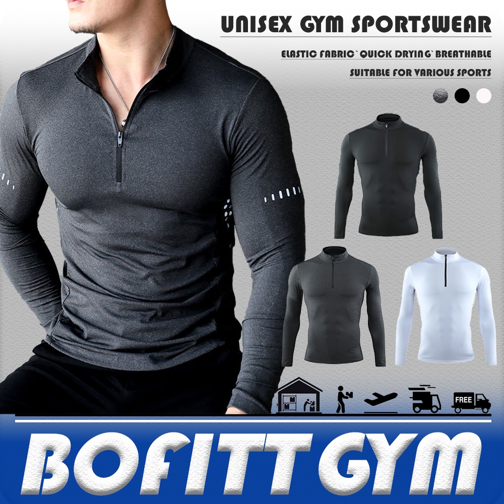 BOFITTGYM Unisex Gym Long Sleeve Dry Fit Fitness Shirts Sport Moisture ...
