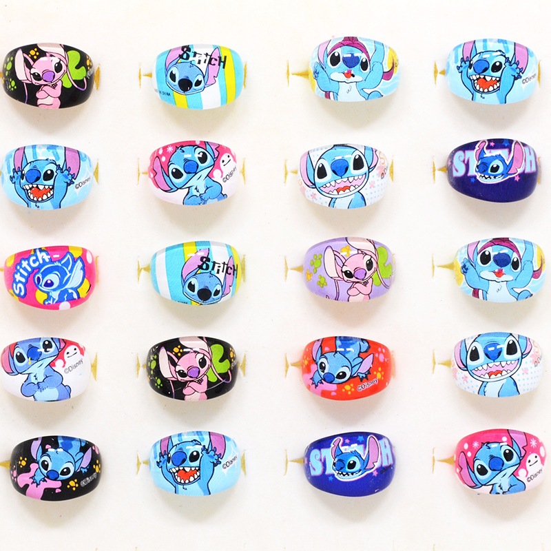 10pcs Disney Stitch Ring Cartoon Stitch Printed Acrylic Children's Ring ...
